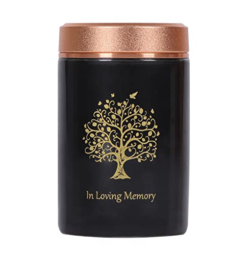 Small Urn for Human Ashes - 3'' Tree of Life Handicrafted Urn - Beautiful Tiny Keepsake Urns - Mini Urn Made of Ceramic - Hold 5 Cubic Inches of Ashes