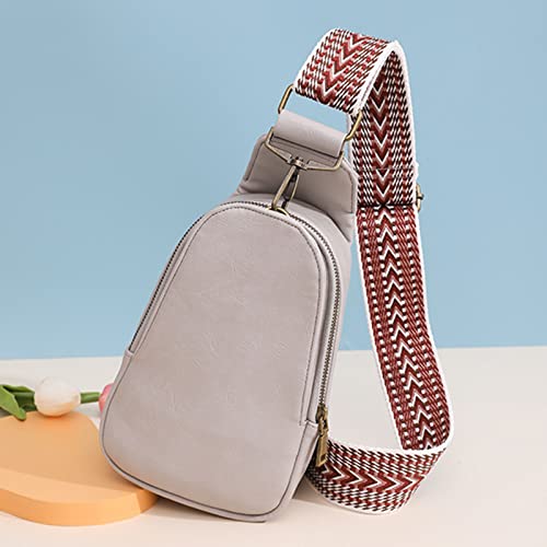 Women Chest Bag Sling Bag Crossbody Leather Backpack Ladies Shopping Trip Fashion Fabric Shoulder Straps Multiple Pockets