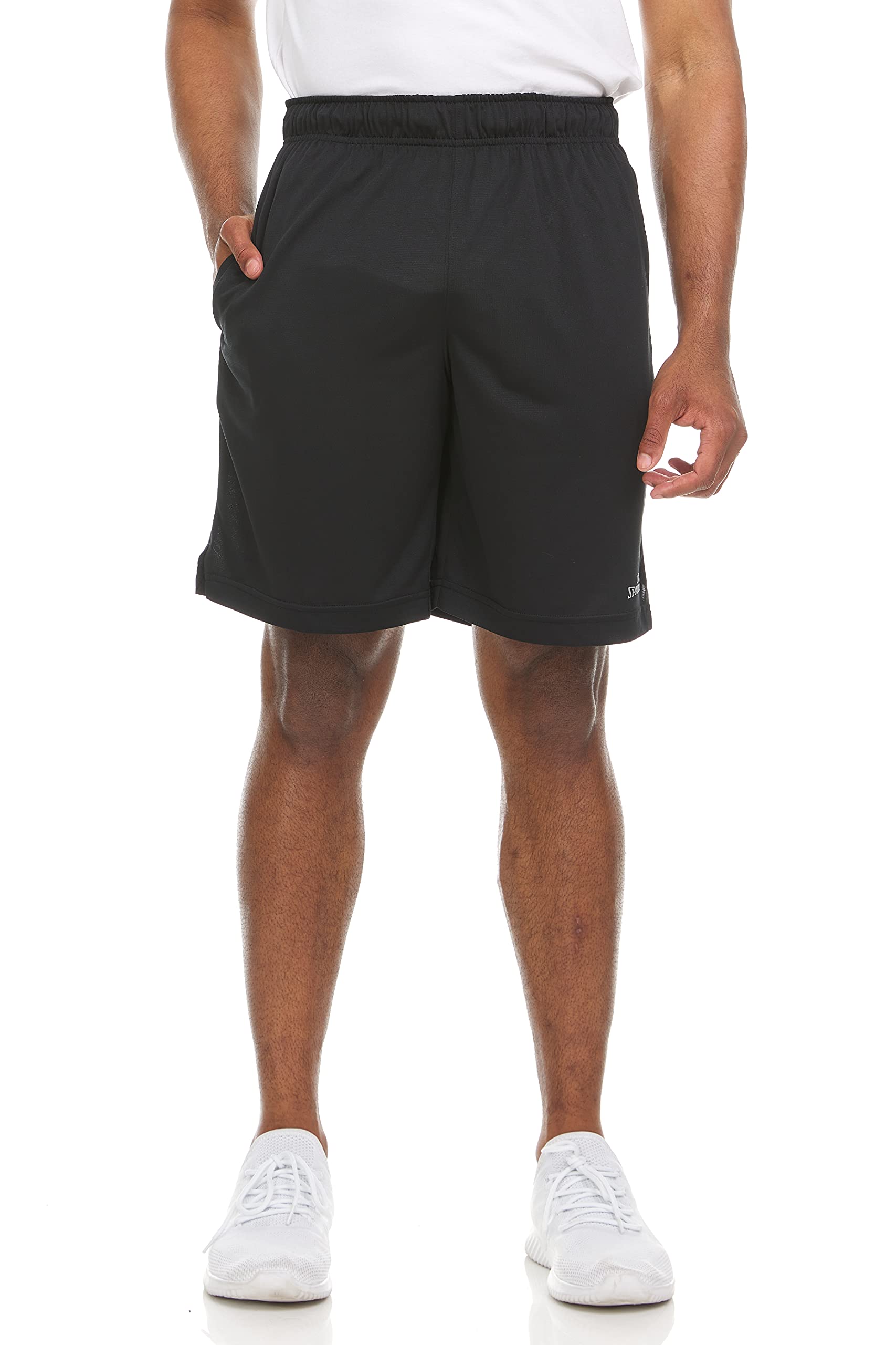 Spalding Mens Repel Performance Basketball Short with 9" Inseam, Black, S