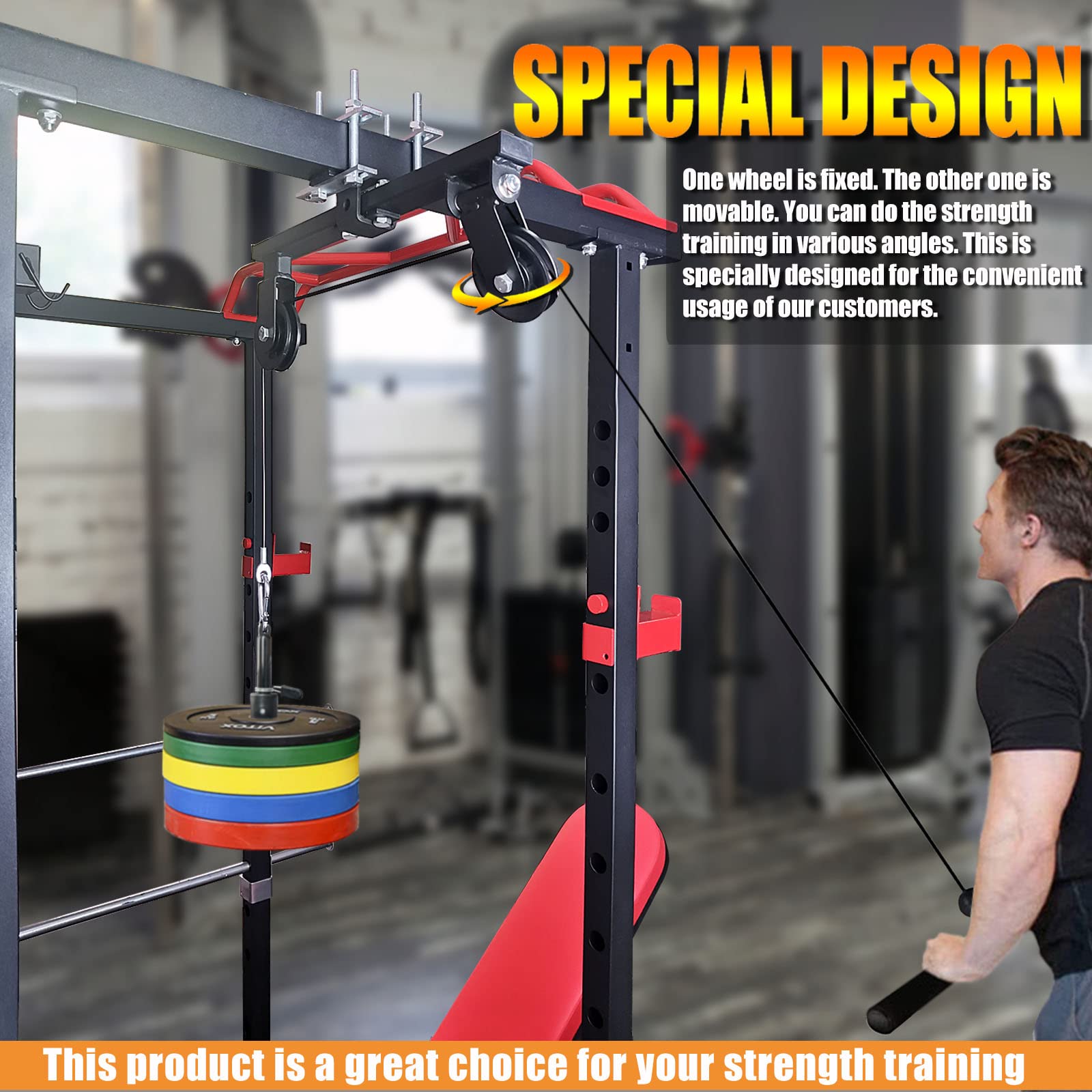 KORIKAHM Upgraded Cable Pulley System Gym, LAT Pull Down Machine for Home Gym Equipment, Weight Pulley System for Cable Machine, LAT Pulley System for Strength Training Power Cages Racks (Style 1)…