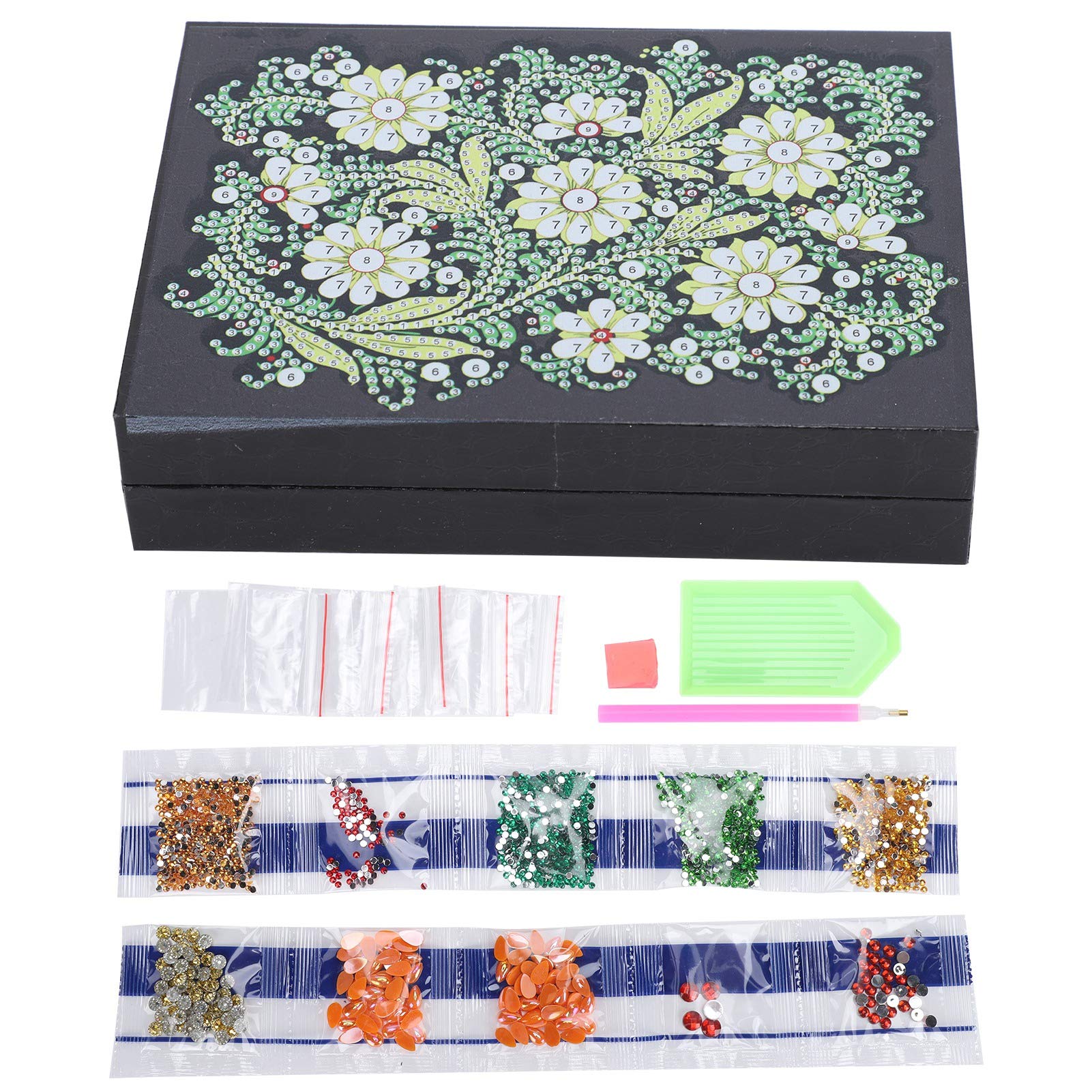 Hilitand Manual DIY Exquisite Diamond Painting Storage Organizer Container Kits, 5D Special Shaped Rhinestone Diamond Painting Box Crystal Craft Interior Painting for Earrings,Toys and Makeup Storage