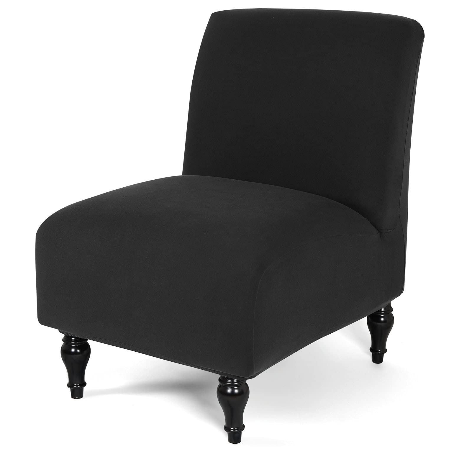 Liykimt Armless Accent Chair Cover Slipcover，Slipper Chair Stretch Spandex Removable for Armless Chair Furniture Protector Covers for Living Dining Room Hotel (Black, 1)