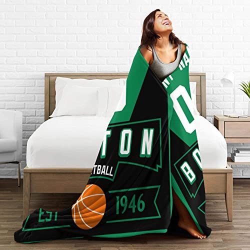 Custom Throw Blankets for Bed Personalized Basketball City Fans Gift Winter Summer Fleece Blanket Name and Number, 30"x40", 50"x60"