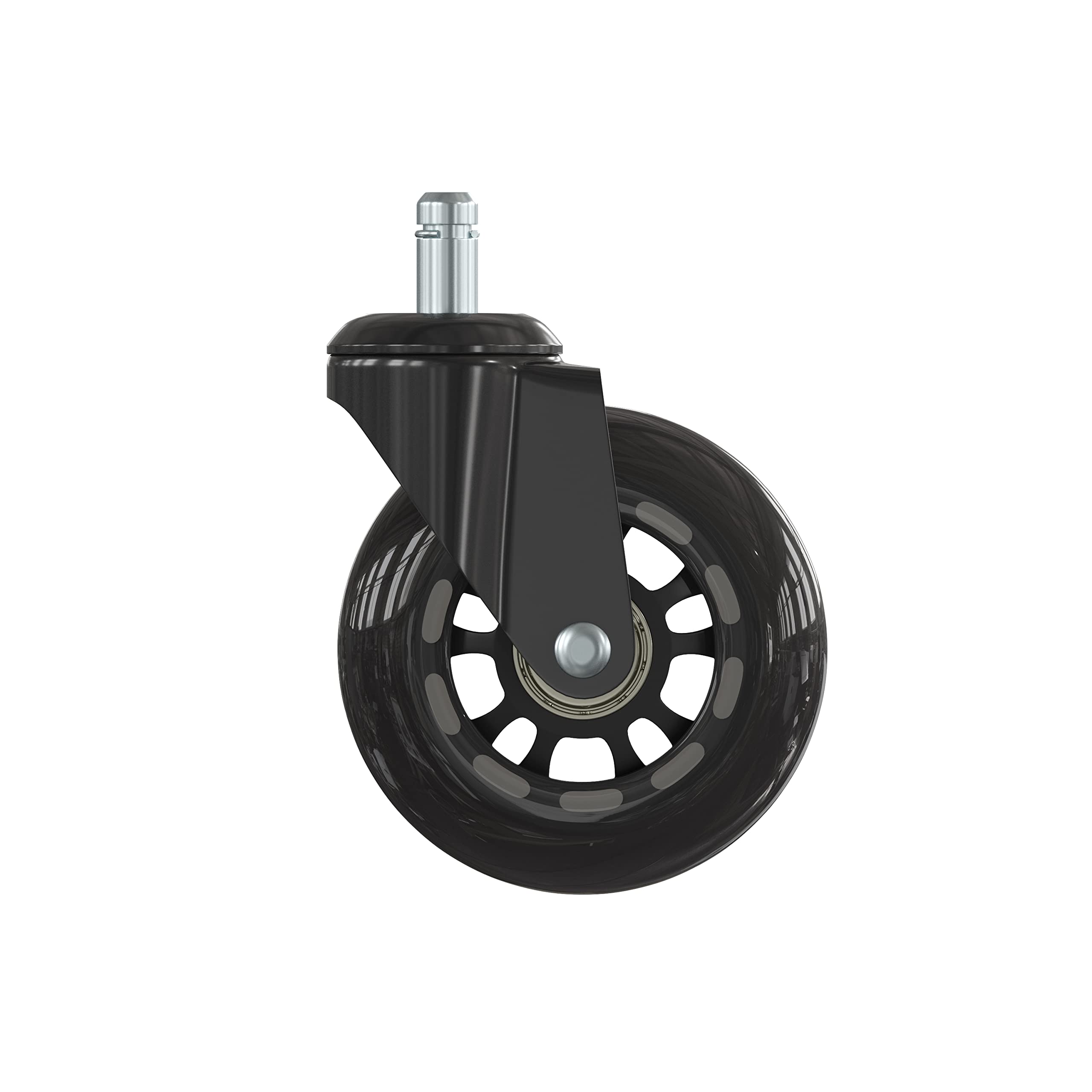 Flash Furniture Set of 5 Replacement Rollerblade Casters for Commercial & Home Office Chairs - Transparent Polyurethane Rollerblade Wheels - Hardwood & Carpet