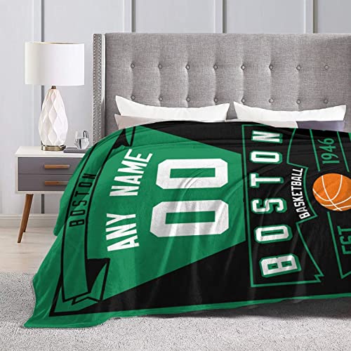 Custom Throw Blankets for Bed Personalized Basketball City Fans Gift Winter Summer Fleece Blanket Name and Number, 30"x40", 50"x60"