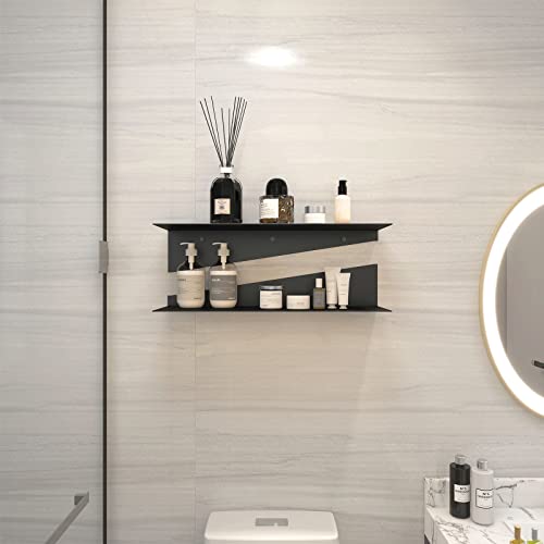 POEMAX Floating Shelves,Metal Wall Shelf Set of 2,Heavy-Duty Hanging Shelves,Multiple Combination Mode Wall Mounted Shelves