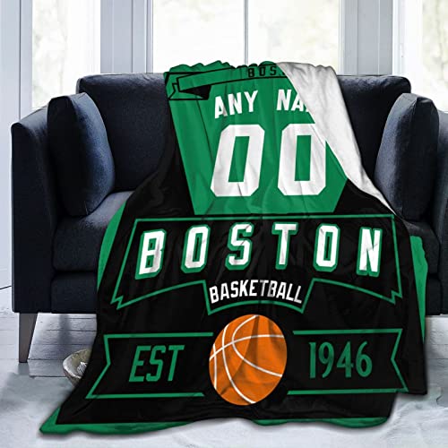 Custom Throw Blankets for Bed Personalized Basketball City Fans Gift Winter Summer Fleece Blanket Name and Number, 30"x40", 50"x60"