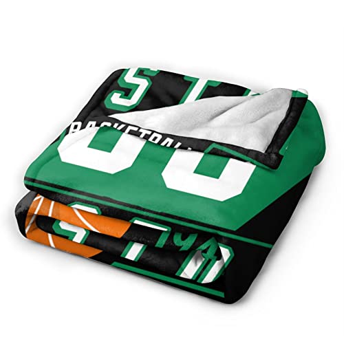Custom Throw Blankets for Bed Personalized Basketball City Fans Gift Winter Summer Fleece Blanket Name and Number, 30"x40", 50"x60"