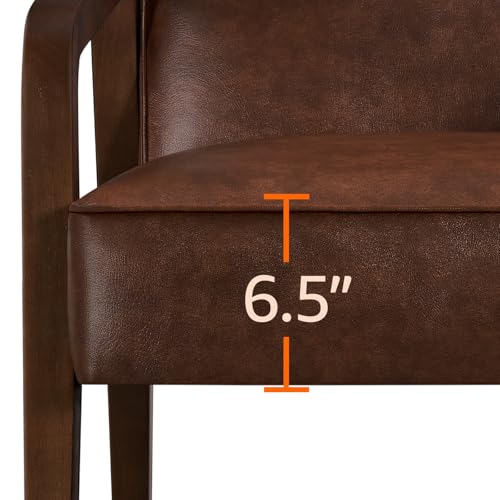 Yaheetech Accent Chair, PU Leather Reading Chair, Mid Century Modern Arm Chair with Solid Wood Frame for Living Room Bedroom Waiting Room, 2 Pieces, Dark Brown