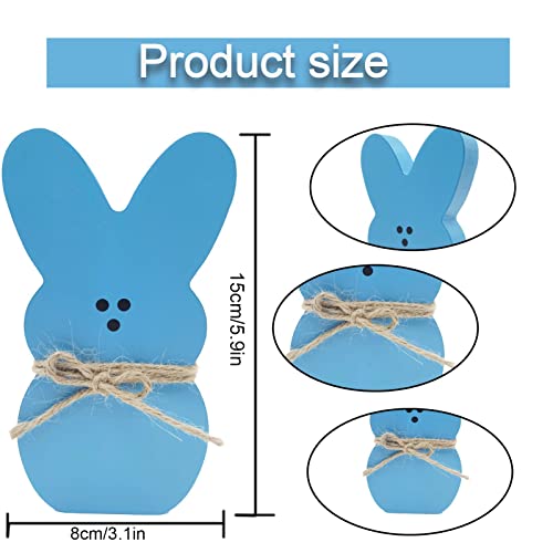 LEIYUDAZI 3pcs Easter Wooden Sign Easter Bunny Table with Ropes Easter Decorations Spring Decorations for Home Spring Decorations for Parties Restaurants Office Home Farmhouse Gifts(Pink Blue Yellow)