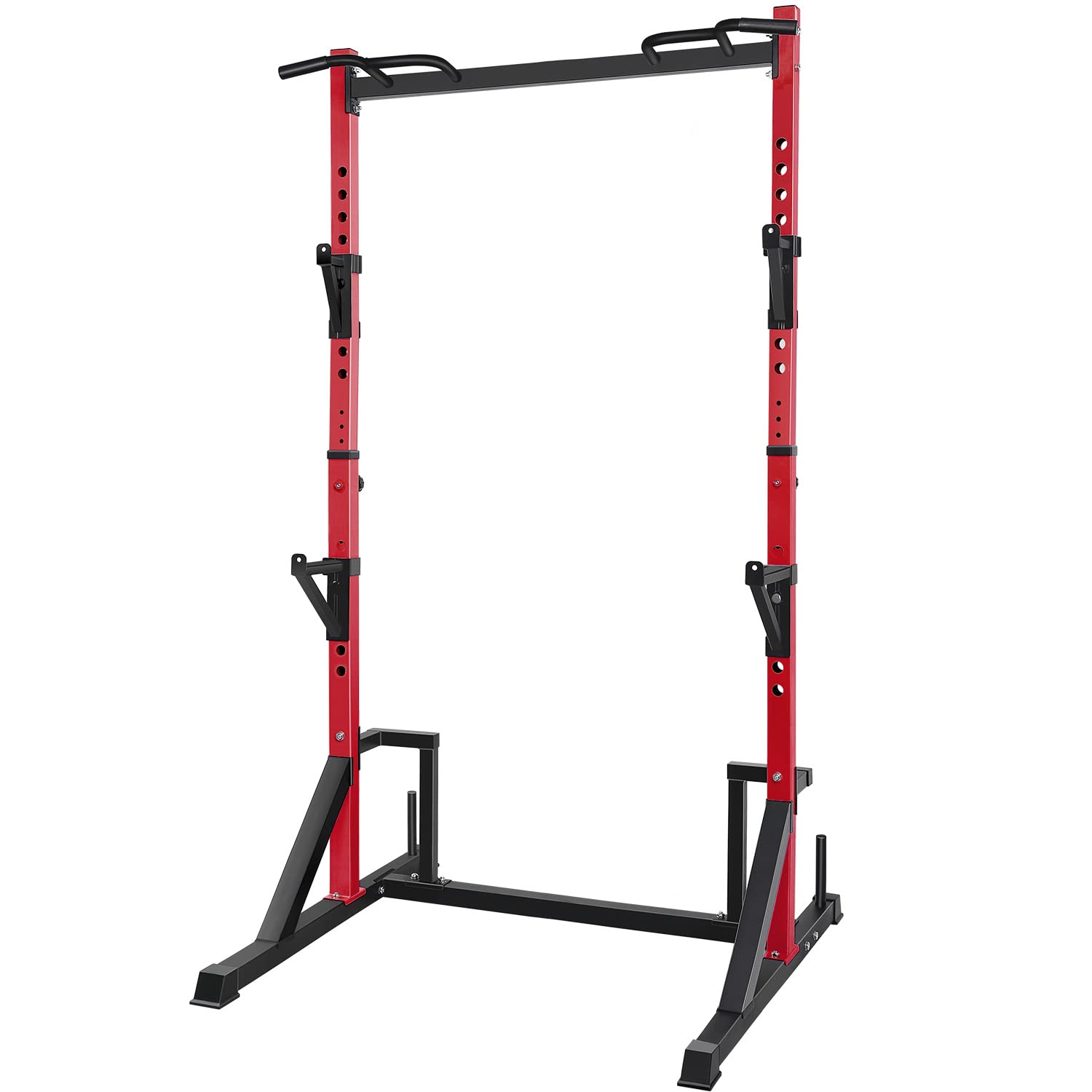 CANPA Multifunction Power Rack with Pull up Bar, Heavy Capacity and Adjustable Squat Stand Rack for Home Gym Equipment, Power Rack Cage (Red)