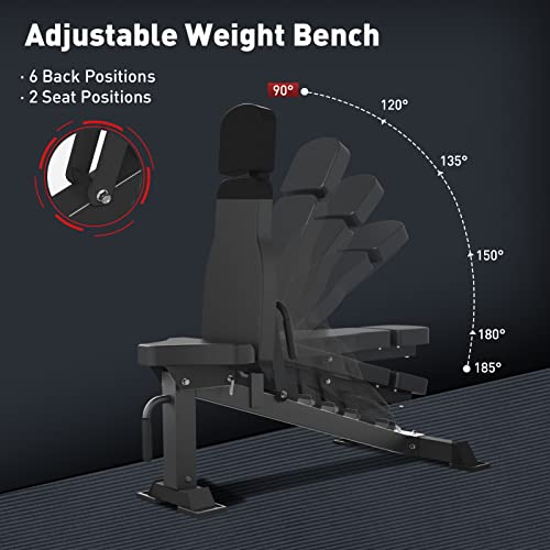 Mikolo 2.36'' x 2.36'' Folding Wall Mounted Squat Rack, 1000 Pounds Capacity Power Rack with Black Weight Bench,Pull Up Bar, J Hooks and Other Attachments, Space-Saving Home Gym,White