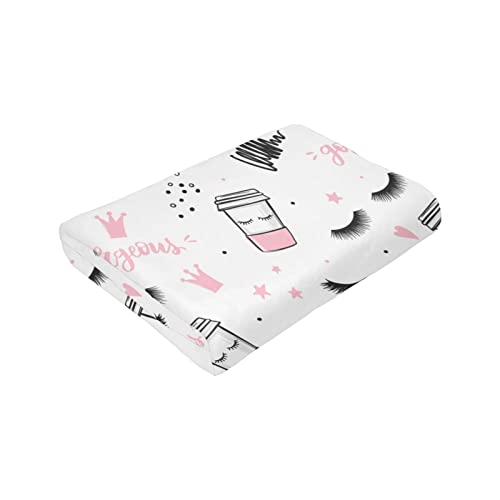 Lashes Mascara Coffee Cup Blanket Throw Blanket Lightweight Microfiber Blankets for Bed Couch Sofa Blanket Quilt 50"X40"