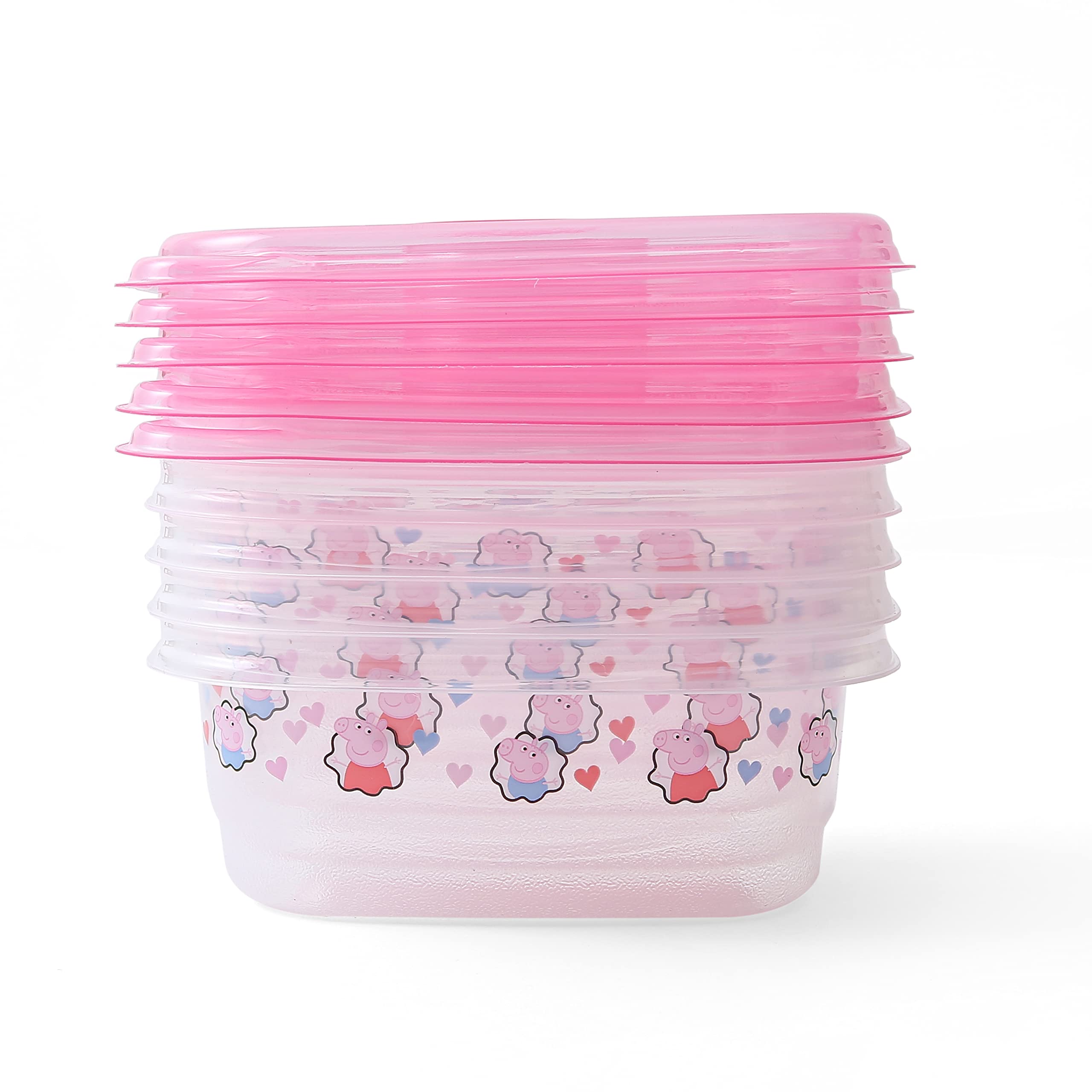 Glad for Kids Peppa Pig GladWare To Go Snack Storage Containers with Lids, 9oz 5ct | 9 oz Kids Snack Containers with Peppa Pig Design, 5 Count Set | Tight Seal Food Storage Containers for Food