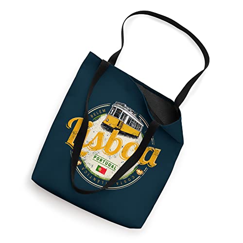 Lisbon Portugal with Retro Tram Vintage Souvenir Tote Bag