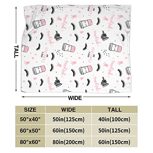 Lashes Mascara Coffee Cup Blanket Throw Blanket Lightweight Microfiber Blankets for Bed Couch Sofa Blanket Quilt 50"X40"