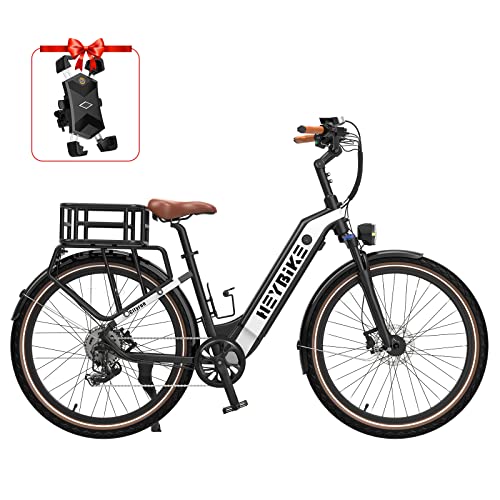 Heybike Cityrun Electric Bike, 500W City Cruiser Ebike, 48V 15Ah Removable Battery, Step-Thru Electric Bicycle with APP Control, Shimano 7-Speed, Commuter Electric Bike for Adults