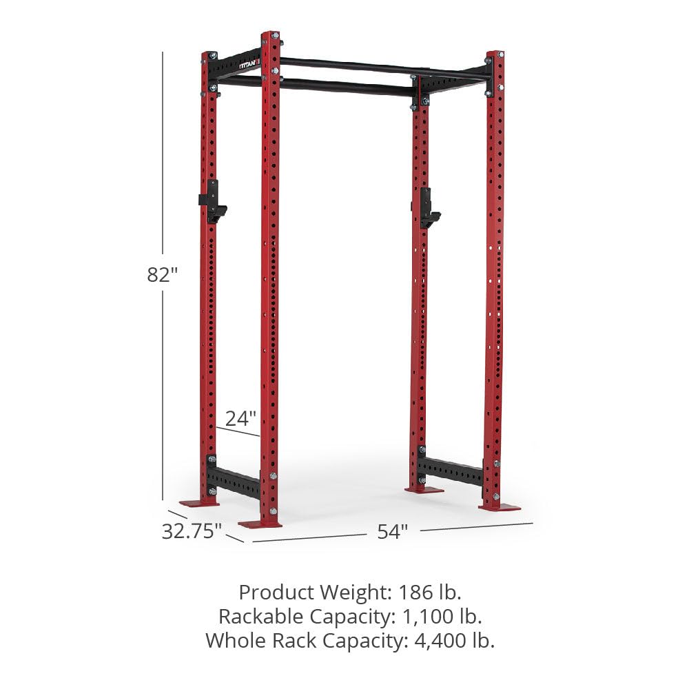 Titan Fitness T-3 Series Red Short Power Rack, 24in Depth, 1,100 LB Capacity Cage for Weightlifting and Strength Training