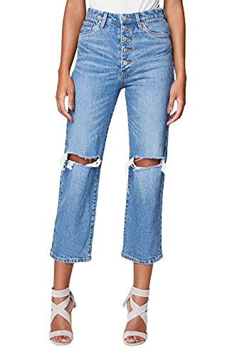 [BLANKNYC] Womens Luxury Clothing Ribcage Straight Leg Denim Jean Pants, The Baxter, Higher Power, 25
