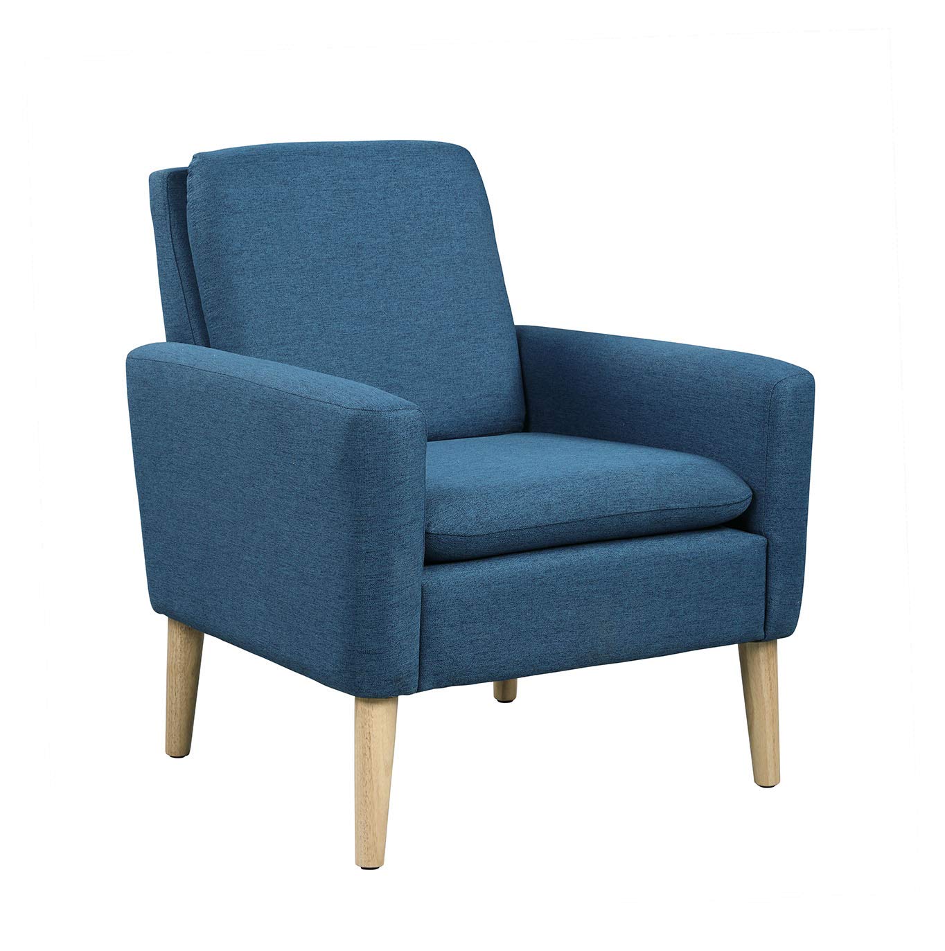 Lohoms Modern Accent Fabric Chair Single Sofa Comfy Upholstered Arm Chair Living Room Furniture Navy Blue