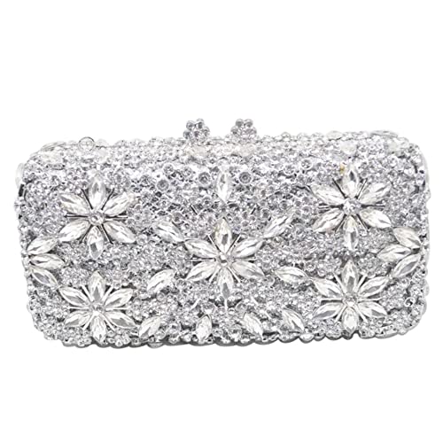 Luxury Women's Rhinestone Clutch Wedding Party Bag Hollow Out Evening Bags Dinner Diamond Purse Bridal Handbags silver M
