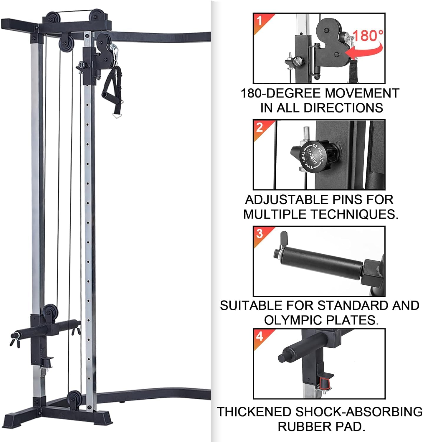 fissfire Power Cage with Cable Crossover Home Gym 1200lbs Workout Equipment Pulley System Gym Squat Rack