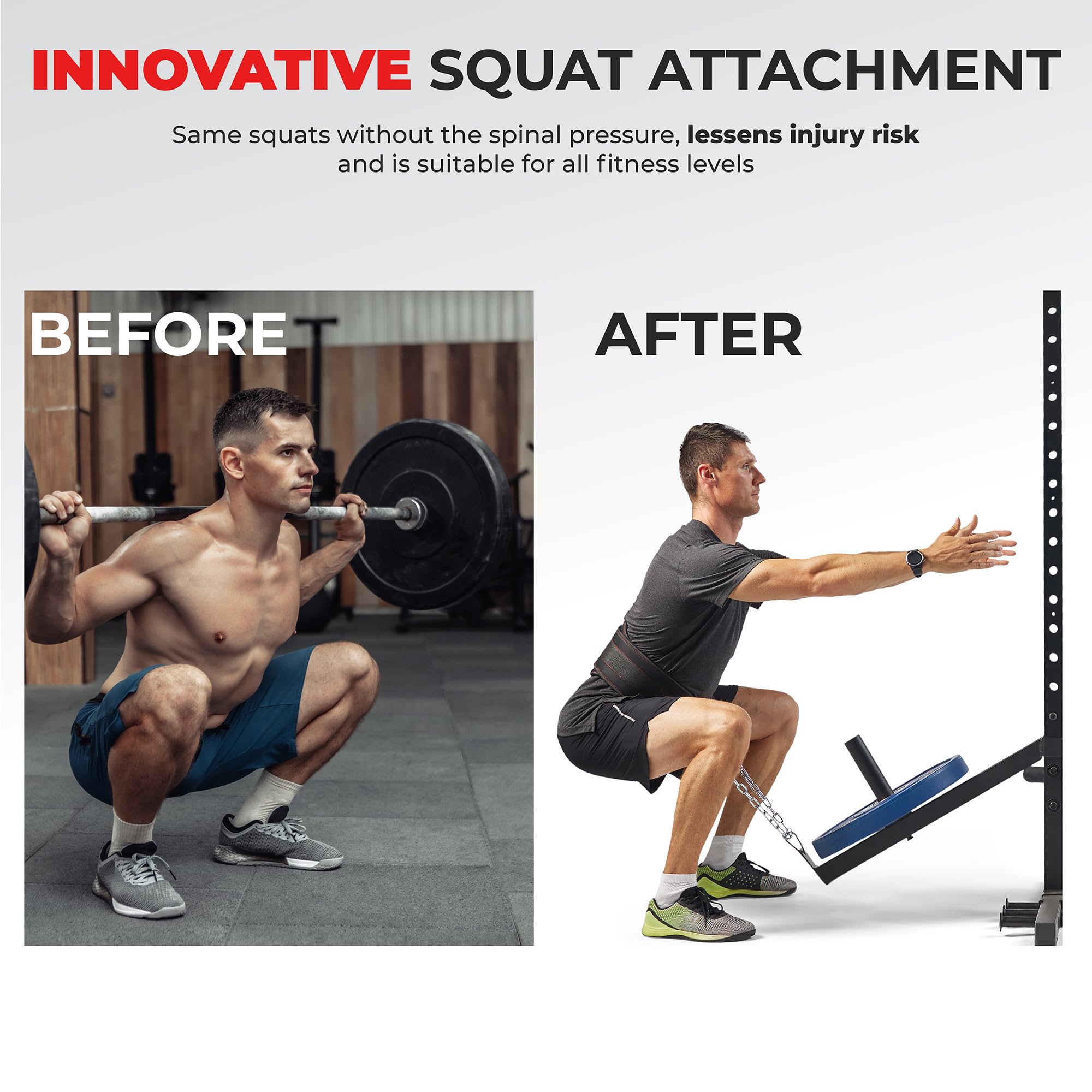 Sunny Health & Fitness Belt Squat Attachment for Power Racks and Cages – XFA009