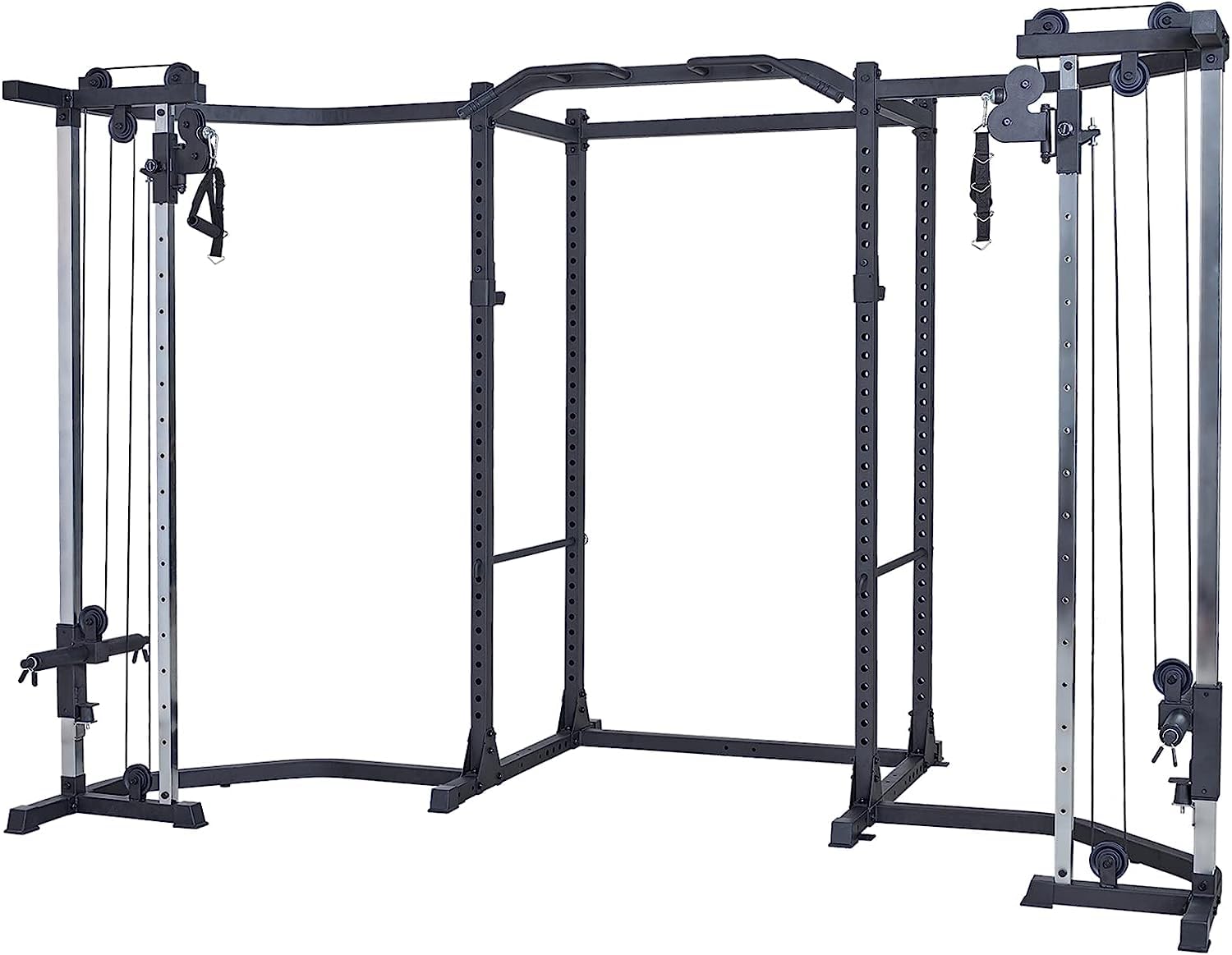 fissfire Power Cage with Cable Crossover Home Gym 1200lbs Workout Equipment Pulley System Gym Squat Rack