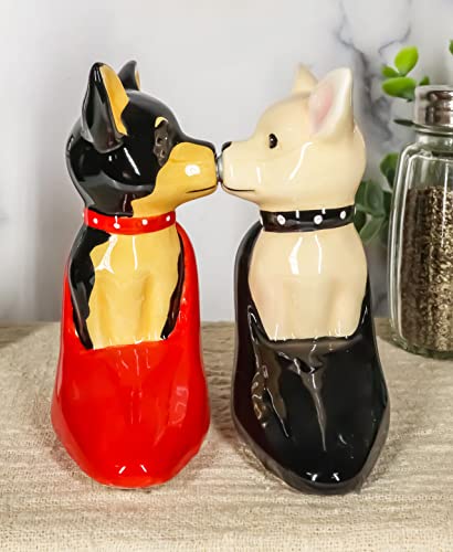 Set Of 1 Dogs In Red And Black Pump Heel Shoes Salt And Pepper Shakers