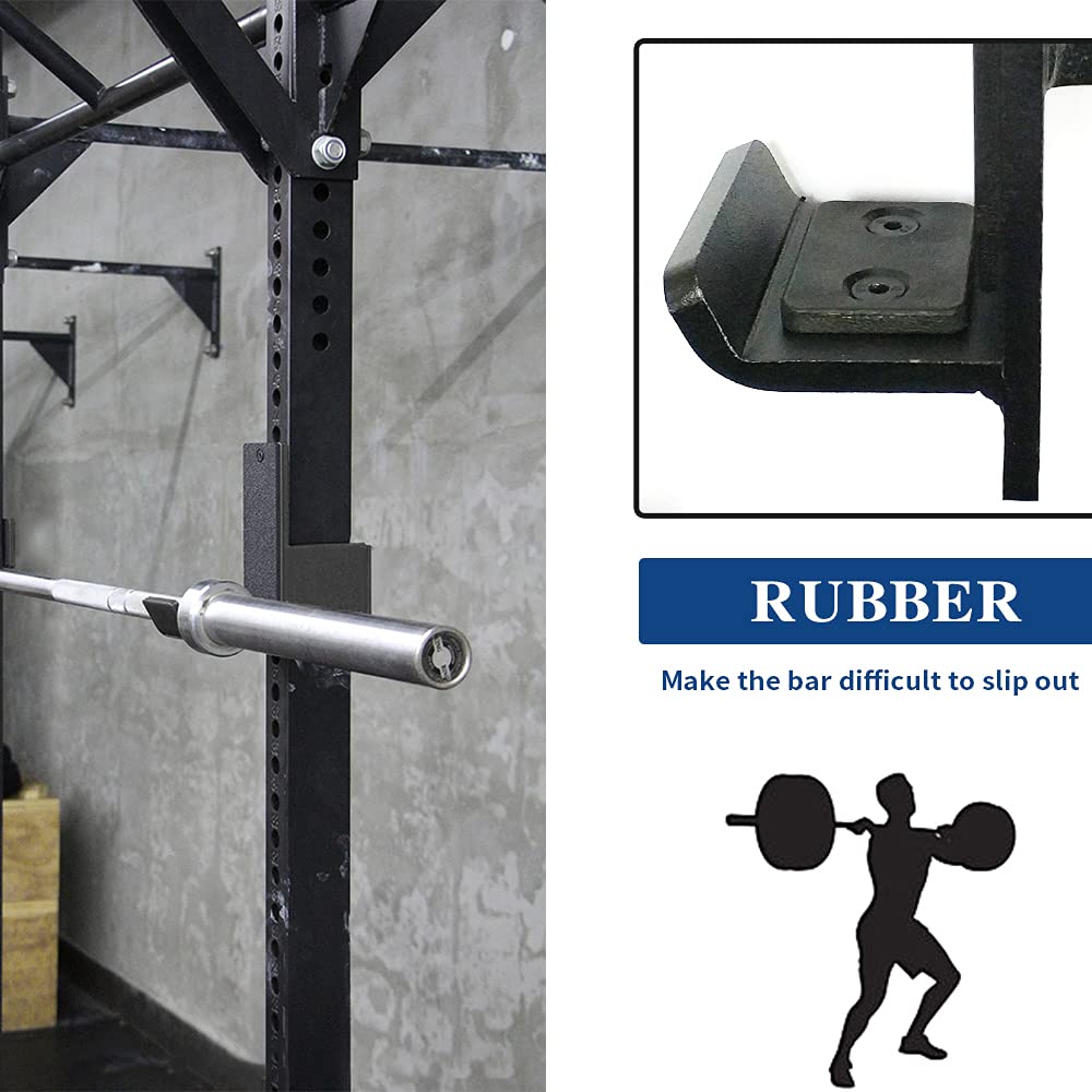 Power Rack Attachment Steel J Hooks for Power Racks fit 3x3 inches Square Tube with 1 inch Hole Power Cages Capacity of 800lb (Pair)