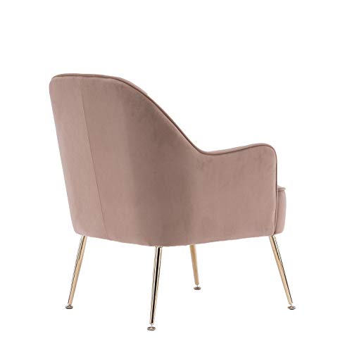 Olela Accent Chair with Arms Upholstered Velvet Side Chairs for Living Room Bedrooms Comfy Decortive Modern Mid-Back Leisure Chair with Adjustable Footpad (Brown)