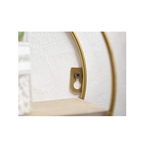 QUUL Round Wood Hanging Wall Shelf, Decorative Wall Mounted Iron Floating Shelf for Home Office Decoration