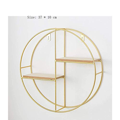 QUUL Round Wood Hanging Wall Shelf, Decorative Wall Mounted Iron Floating Shelf for Home Office Decoration
