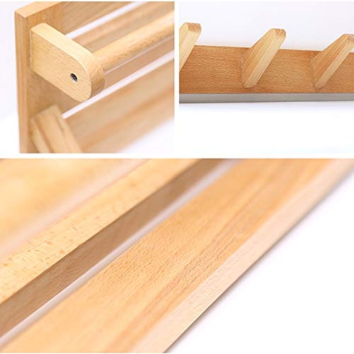 PIBM Stylish Simplicity Shelf Wall Mounted Floating Rack Shelves Solid Wood Coat Rack Bedroom Living Room Hangers Simple Save Space, Wood , 60x23.5x23.2cm