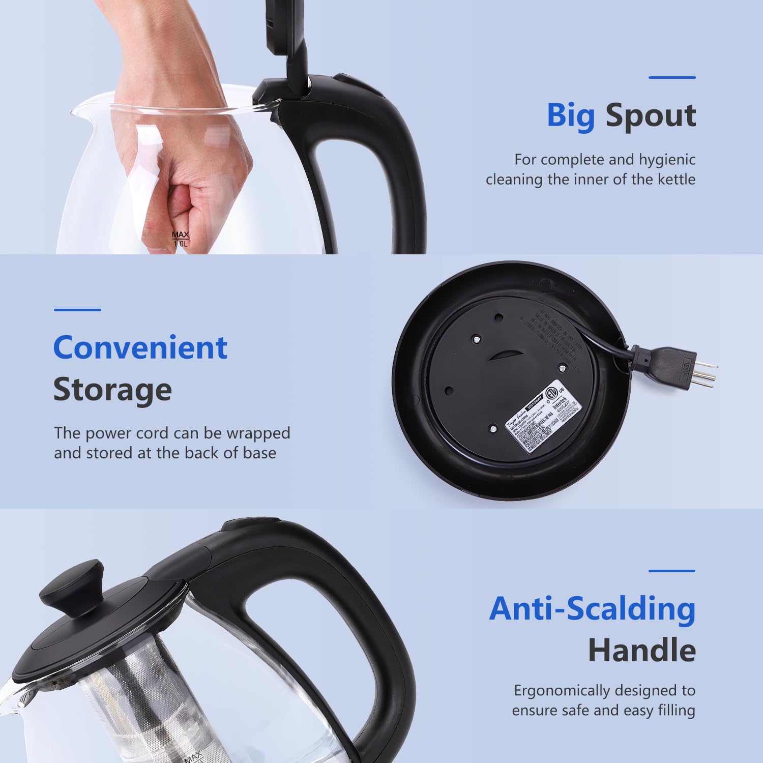 Electric Kettle with Tea Infuser, Small Electric Tea Kettle with Keep Warm Function for Home and Office, Black Taylor Swoden