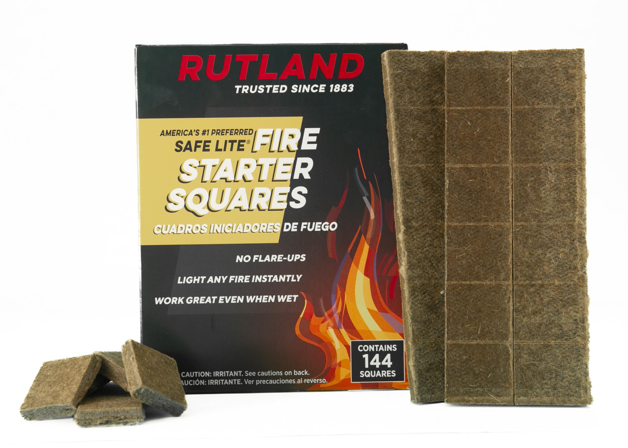 Rutland 50B Safe Lite Fire Starter Squares, 144 Squares