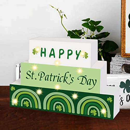 St Patricks Day Decorations, LED St Patricks Wood Block Sign, St Patrick Rustic Letters, Farmhouse Home Table Centerpiece Decor,St Patricks Day decor Tiered Tray, Tables, Mantel Decor,St Patricks Day Gift