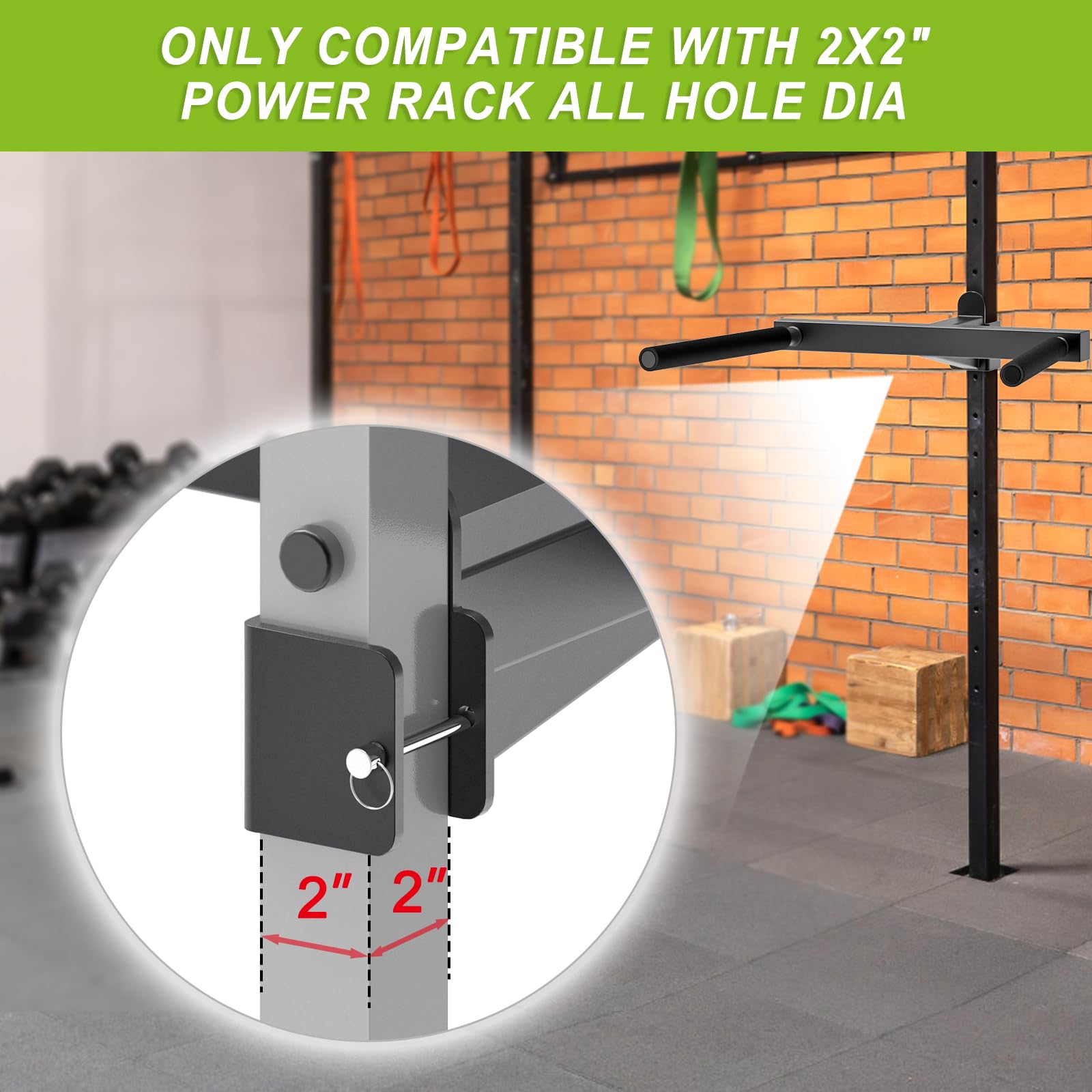 Kipika Y-Shaped Dip Bar for 2" x 2" Power Cage with 5/8" or 1" Hole - Dip Bar Attachments for Home Gym - Heavy Duty Power Rack Attachments - 2" x 2" Squat Rack Accessories for Strength Training