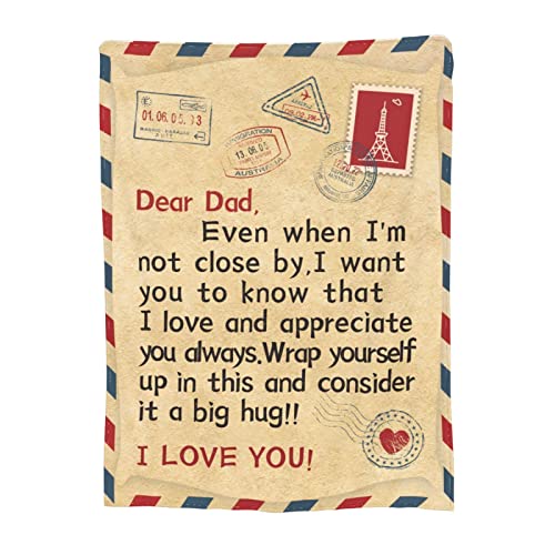 Gift for Dad Blanket from Son/Daughter Kids,to My Dad Blanket from Son Love Airmail Throw Blanket,Best Grandma Gifts,Soft Warm Flannel Fleece Custom Birthday Gifts for Dad