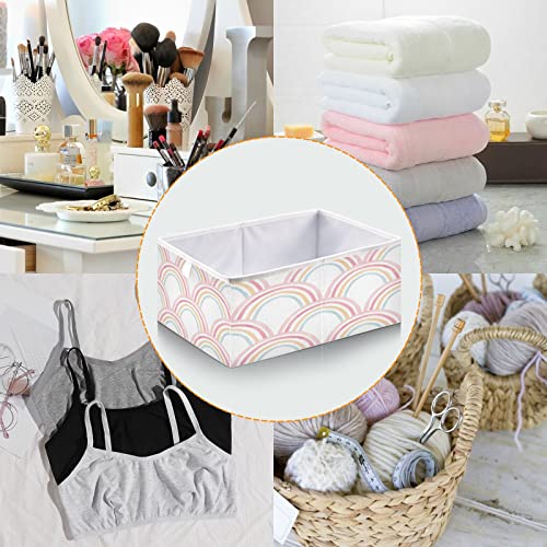 Kigai Pink Rainbow Cube Storage Bins - 11x11x11 In Large Foldable Storage Basket Fabric Storage Baskes Organizer for Toys, Books, Shelves, Closet, Home Decor