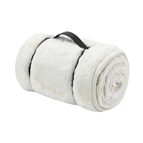 Mon Chateau Luxury Collection Faux Fur Throw/Blanket - 50" x 70", Ivory