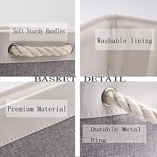 Bidtakay Set of 12 Bundled Baskets Small Fabric Baskets for Organizing 11.8 x 7.8 x 5 inch (White&Grey)