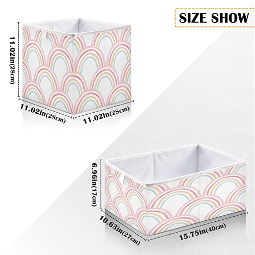 Kigai Pink Rainbow Cube Storage Bins - 11x11x11 In Large Foldable Storage Basket Fabric Storage Baskes Organizer for Toys, Books, Shelves, Closet, Home Decor