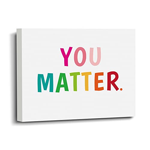 Motivational Canvas Wall Art Decor, Colorful Canvas Prints, You Matter, Nursery Decor, Kids Room Classroom Office Inspiration, 1 Sets 12x15 inch FRAMED – 013