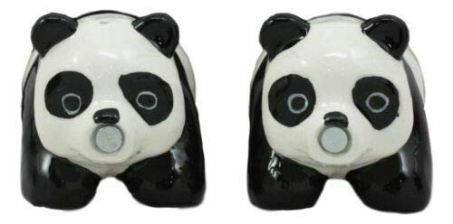 Set Of 1 Ceramic Giant Panda Bears Salt And Pepper Shakers Holder Figurine