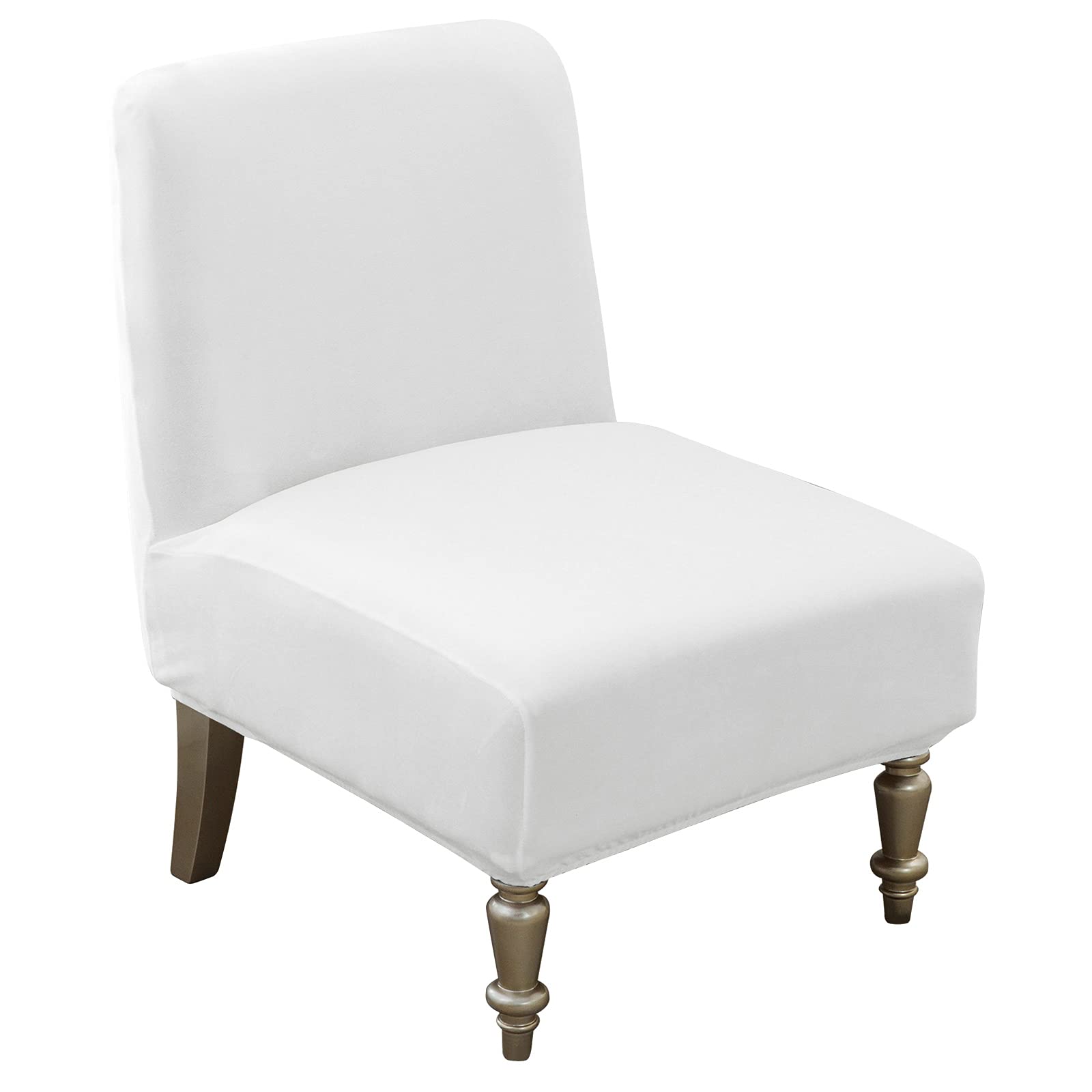 Leorate Armless Accent Slipper Chair Covers,Stretch Armless Chair Slipcover Removable Velvet Fabric Non-Slip Silp Cover for Accent Chair Without Arms Furniture Protector for Living Dining Room Hotelβ¦