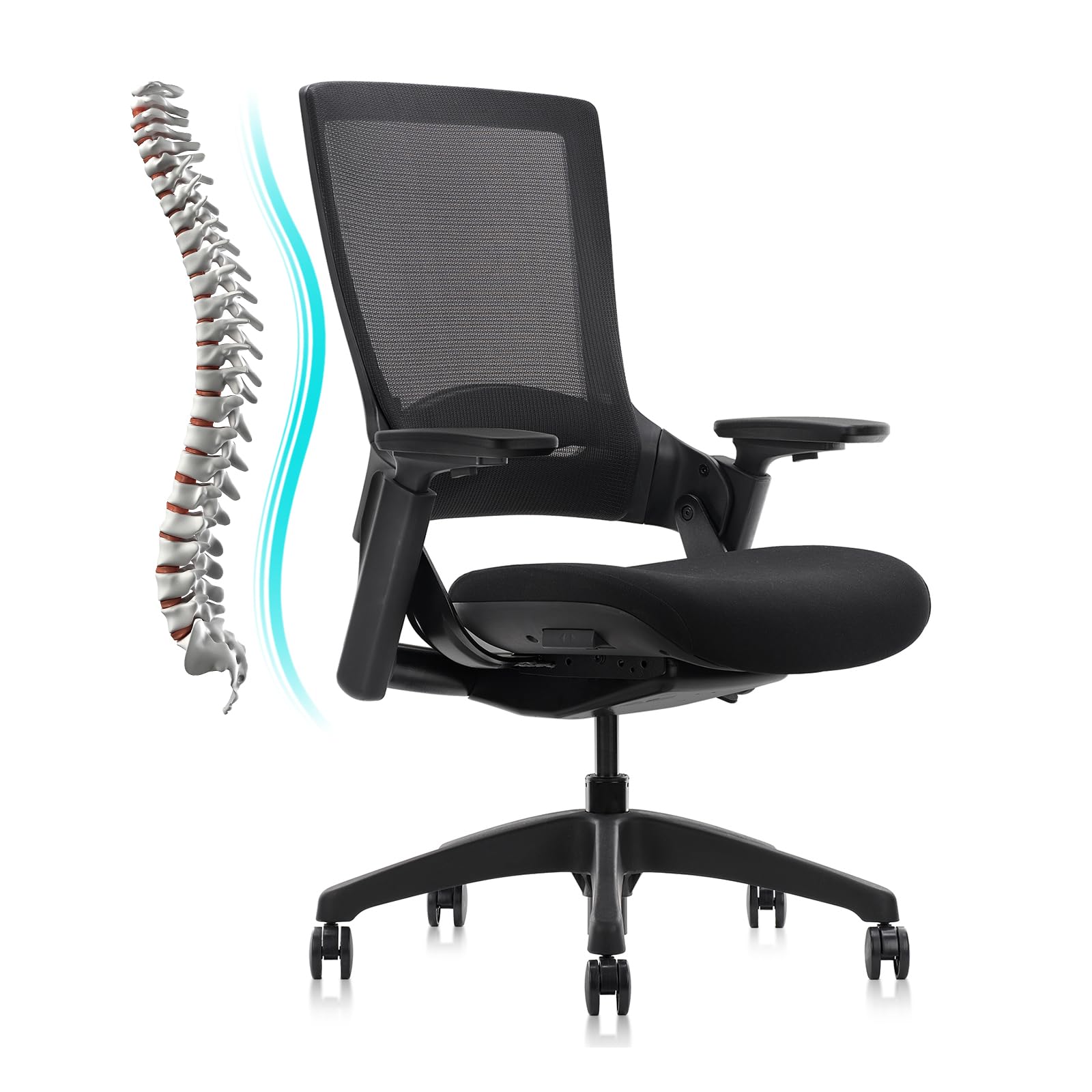 CLATINA Ergonomic High Swivel Executive Chair with Adjustable Height 3D Arm Rest Lumbar Support and Mesh Back for Home Office Black BIFMA Certification No. 5.1