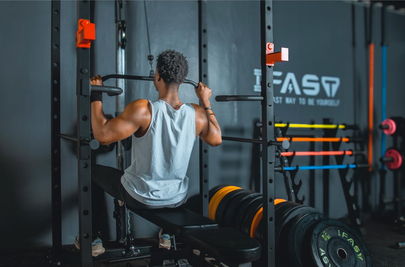 Power Cage with Lat Pulldown 1000 LBs Capacity Power Rack Weight Cage for Men Women Strength Training Powerlifting Home Gym Equipment