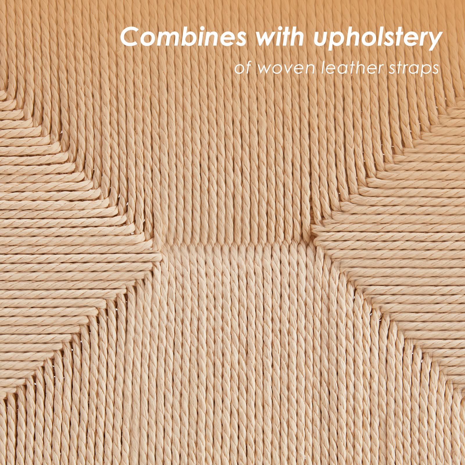 Soohow Braided Jute Woven Weave Seat Beige Modern Boho Living Room,Bedroom Reading Mid Century Accent, Set of 1, Paper Rope/Latte Beech Chair