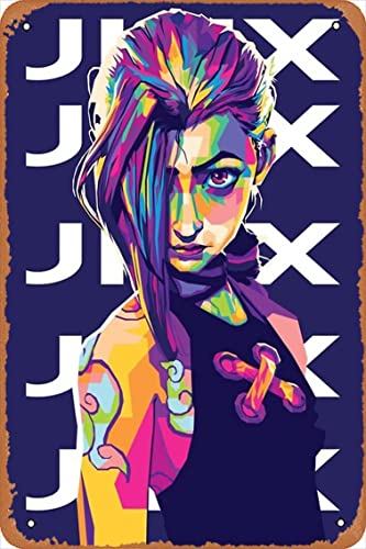 Jinx Arcane Pop Art Poster Poster Vintage Retro Metal Sign 8x12 Inch Man Cave Home Wall Decor